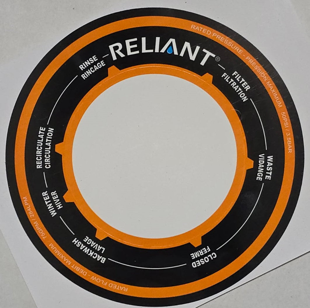 Reliant Sand Filter Top-Mount Multiport Valve Label for S116T / S119T ...